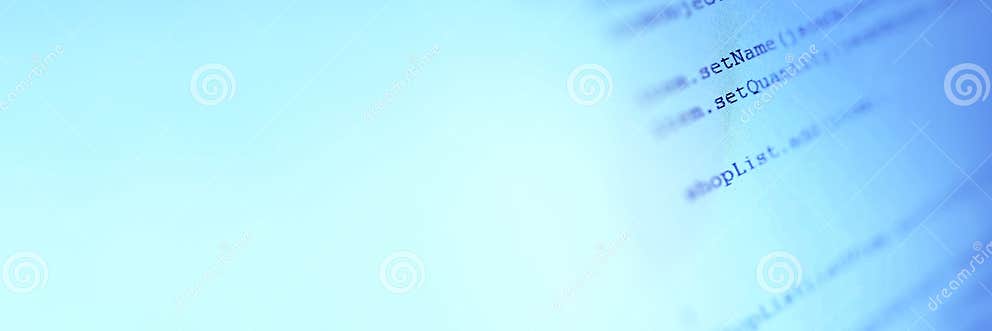 Android Mobile Development. Application Source Code on Notebook Blue Screen Background. Software ...