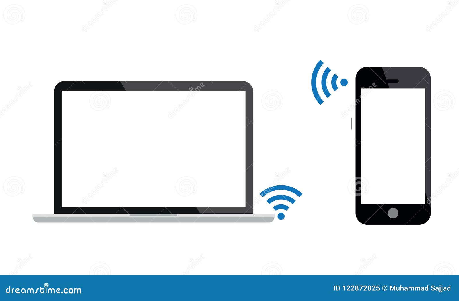 Android Mobile Phone is Connected with Laptop by Wi-Fi Stock Vector ...