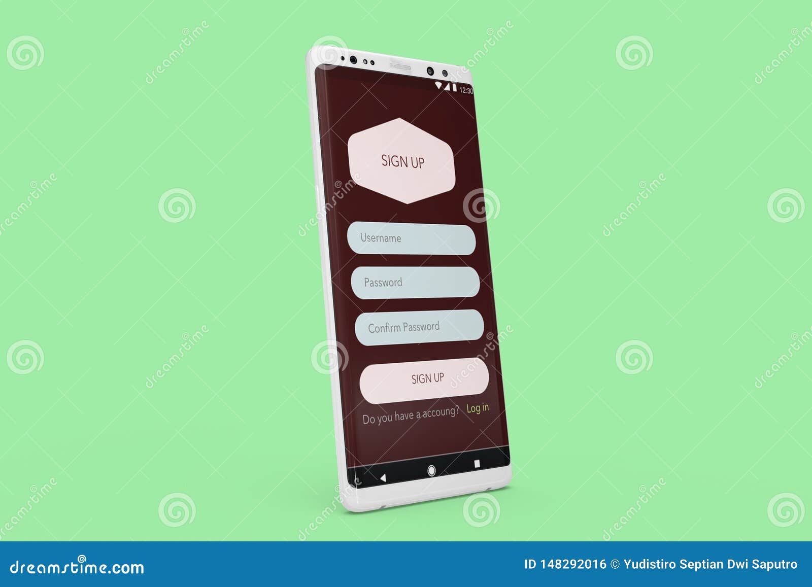 Android Mock Sign Up or Registration Model with Pixel XL Phone Black ...