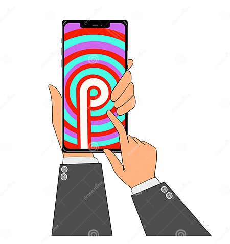 Android Pie Operating System Editorial Image - Illustration of hand ...