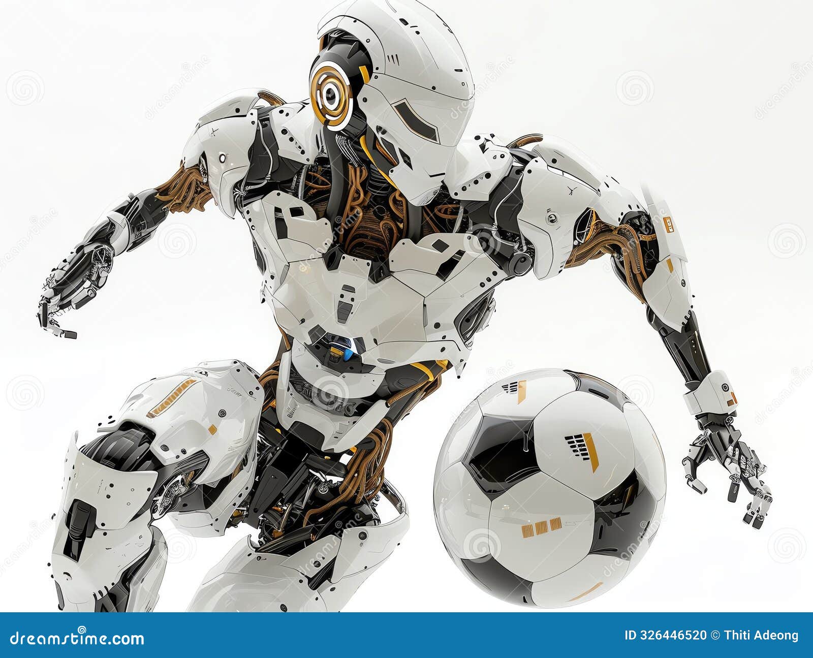 An Android Playing Soccer, Athletic Build, Detailed Features, Isolated ...