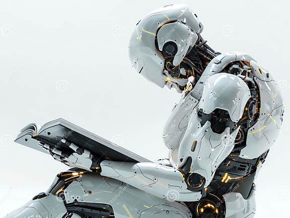An Android Reading a Book, Lifelike Movements, Advanced Technology ...