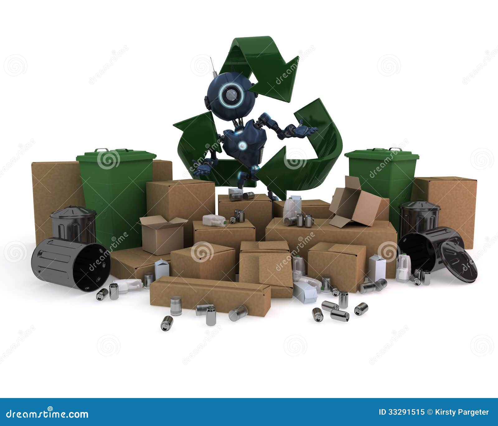 Android with Recycling Waste Stock Illustration - Illustration of ...