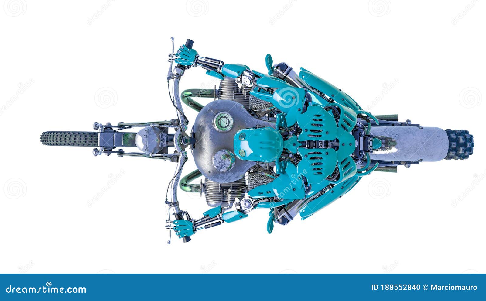 Android is Riding a Motorcycle Top View Stock Illustration ...