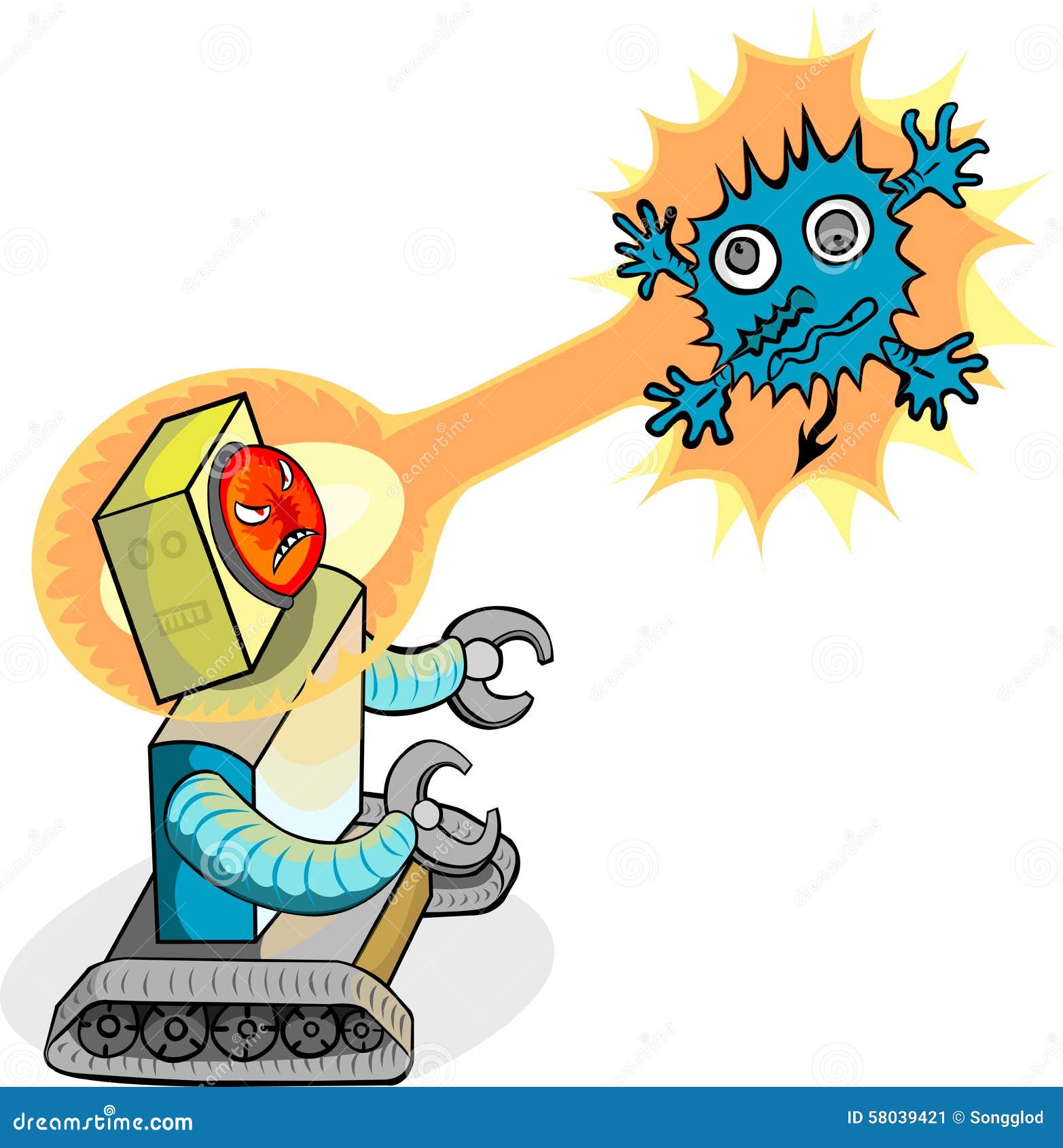 Android robot attack virus stock vector. Illustration of attacker ...