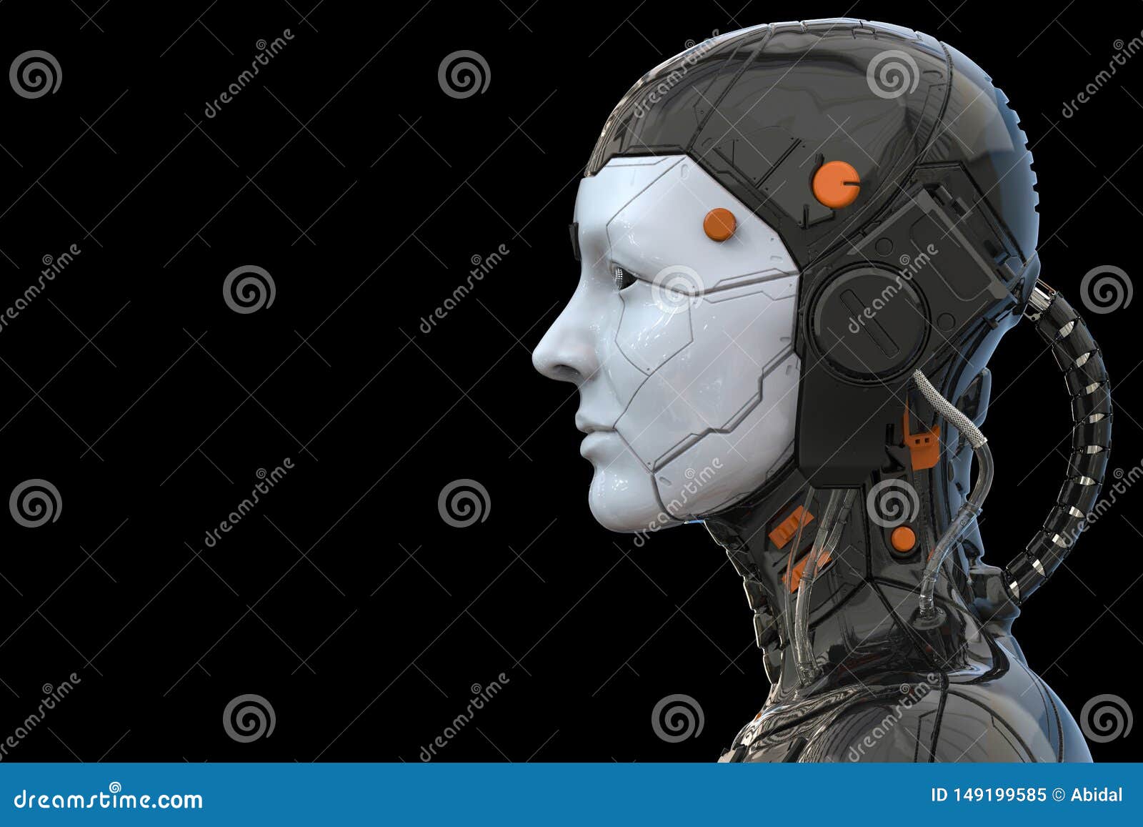 Android Robot Cyborg Woman Humanoid Side View - 3d Rendering Stock ...