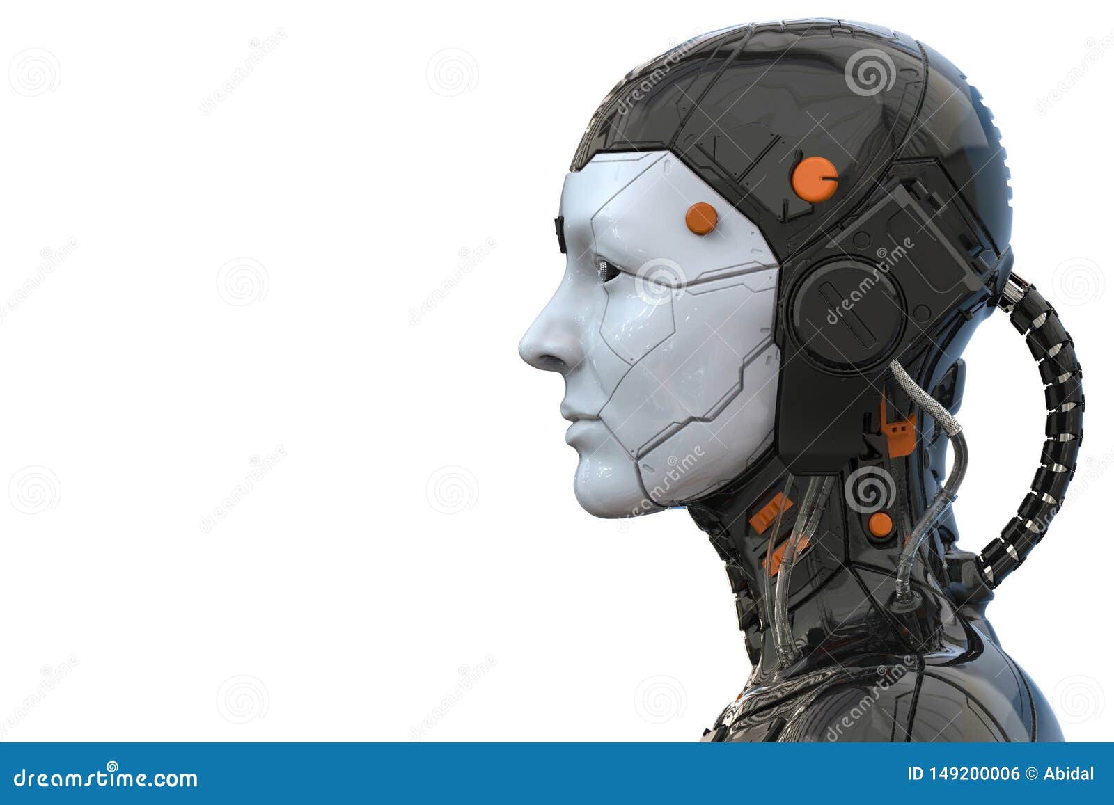 Android Robot Cyborg Woman Humanoid Side View 3d Rendering Stock