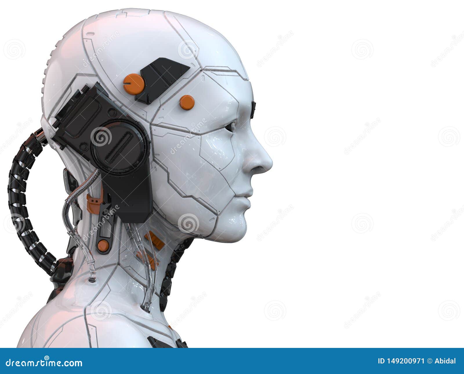 Android Robot Cyborg Woman Humanoid Side View - 3d Rendering Stock ...