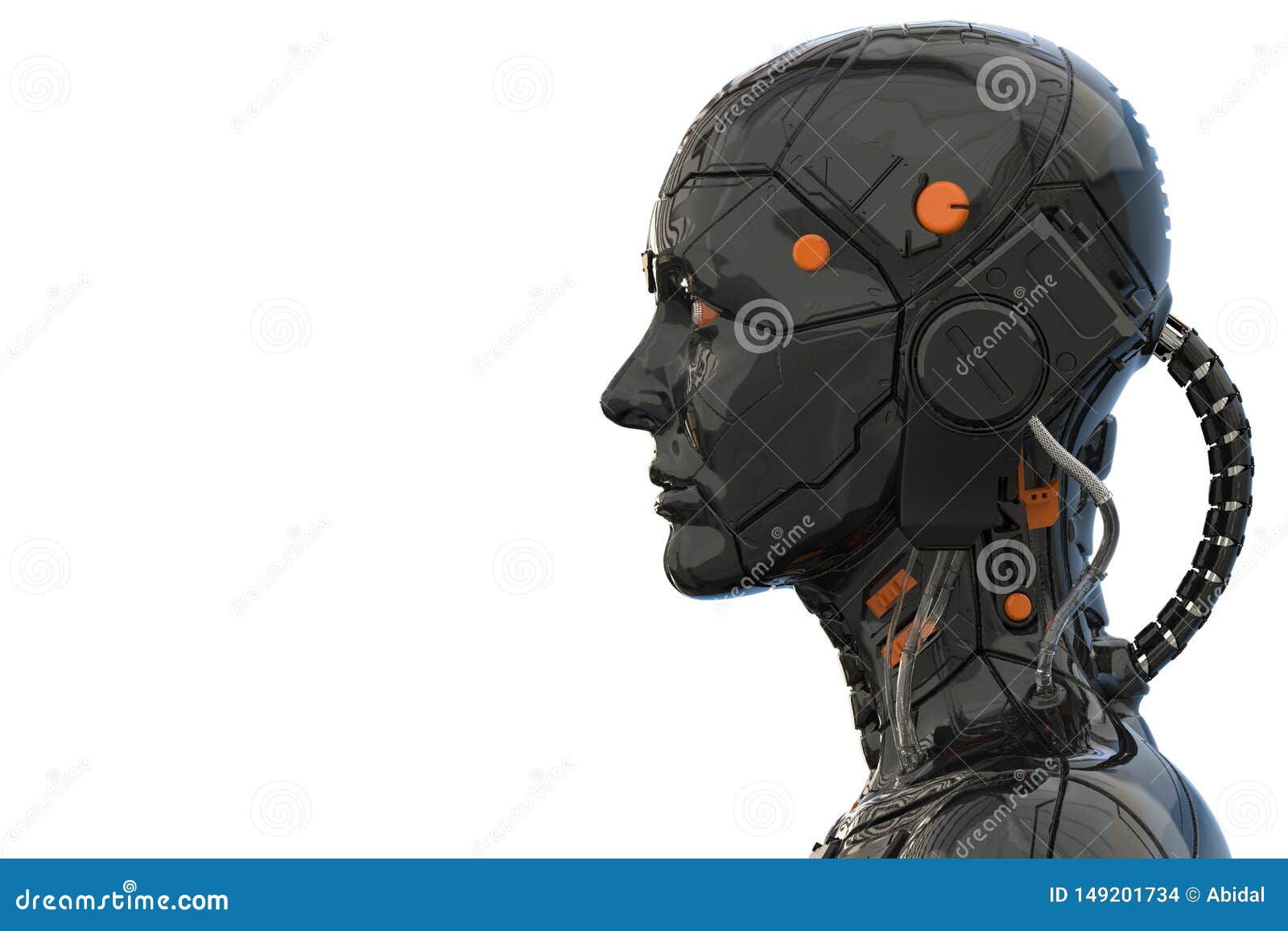 Android Robot Cyborg Woman Humanoid Side View - 3d Rendering Stock ...