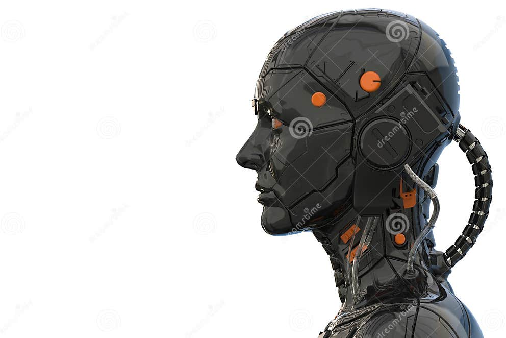 Android Robot Cyborg Woman Humanoid Side View - 3d Rendering Stock ...