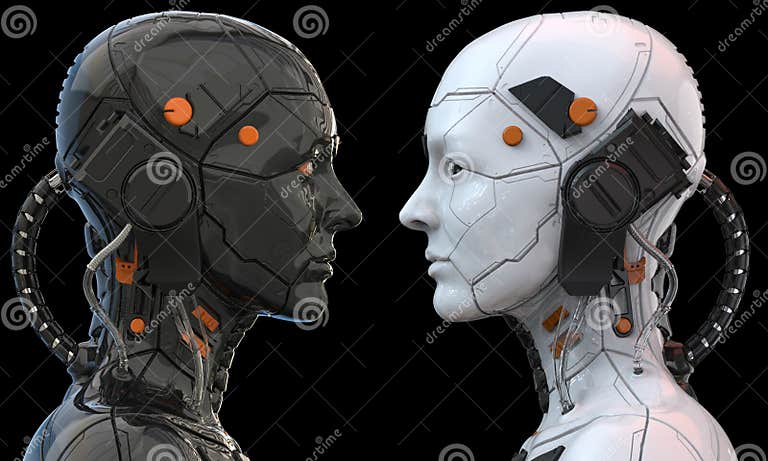 Android Robot Cyborg Woman Humanoid Side View - 3d Rendering Stock ...