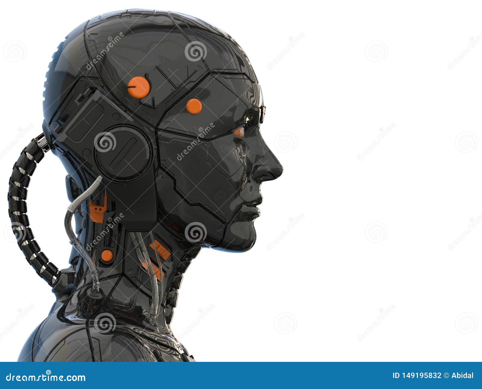 Android Robot Cyborg Woman Humanoid - Side View and Isolated in an ...