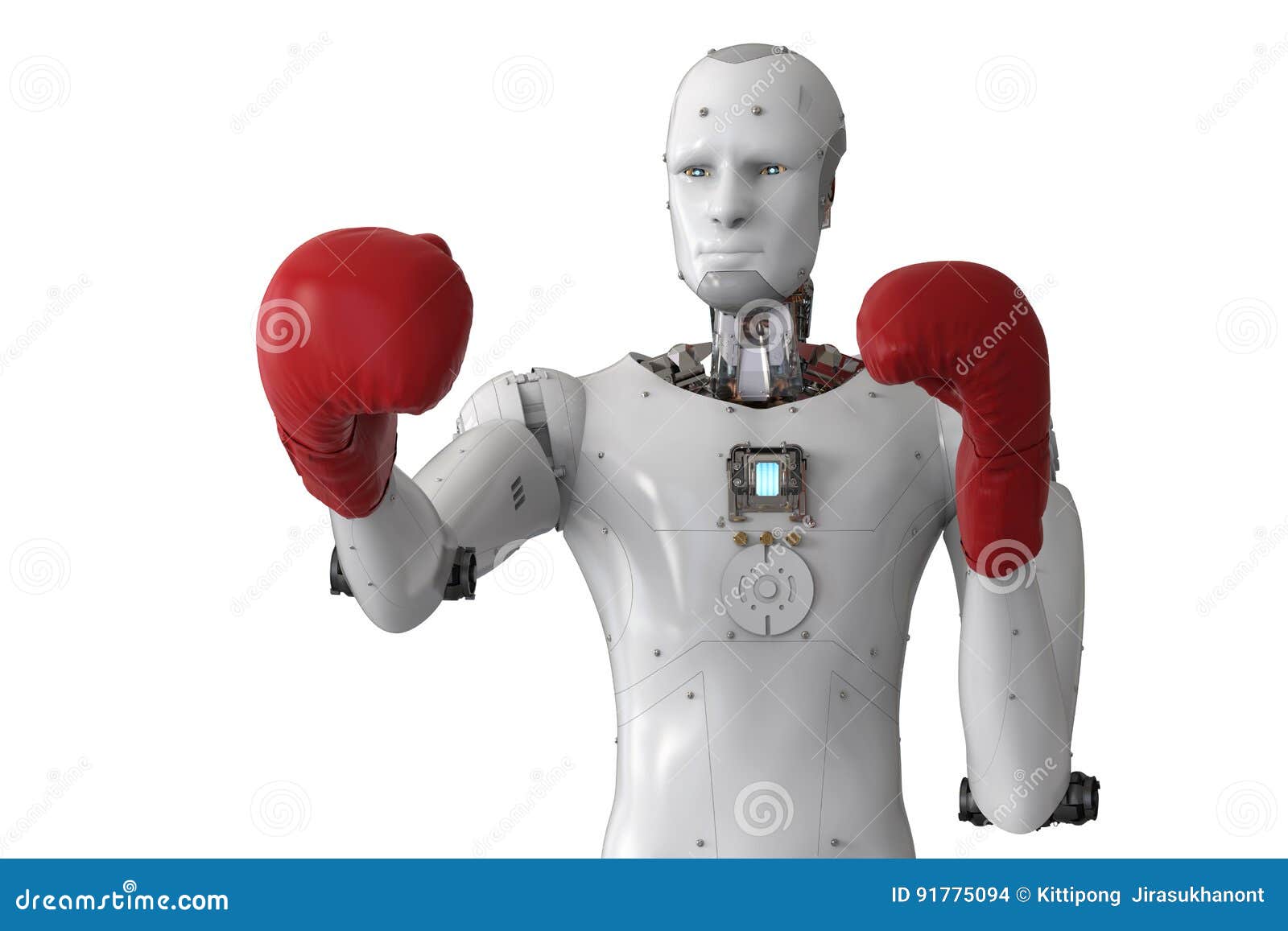 Android-robot Die Rode Bokshandschoenen Dragen Stock Foto - Image of ...