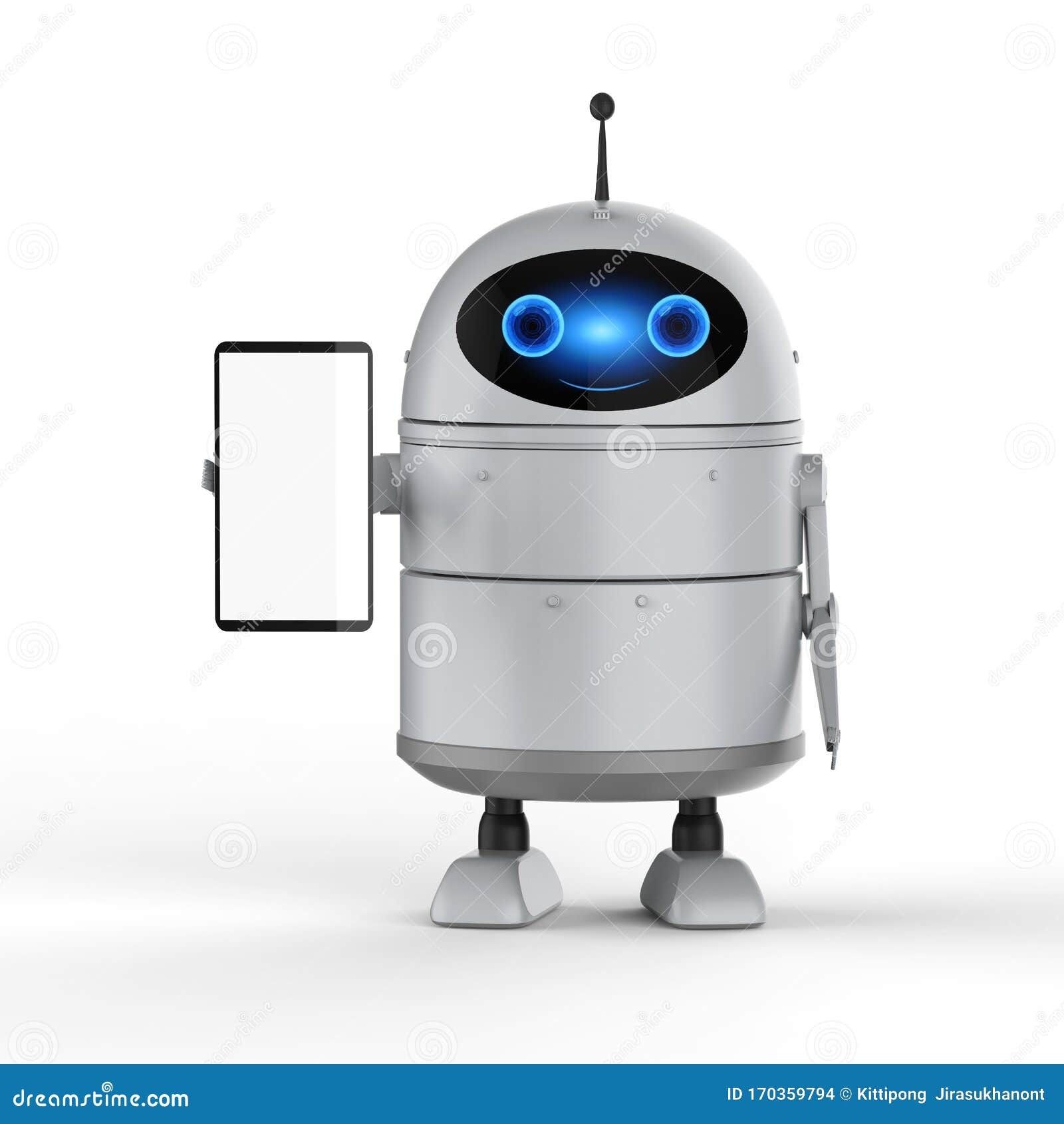 Android Robot with Empty Screen Mobile Phone Stock Illustration ...