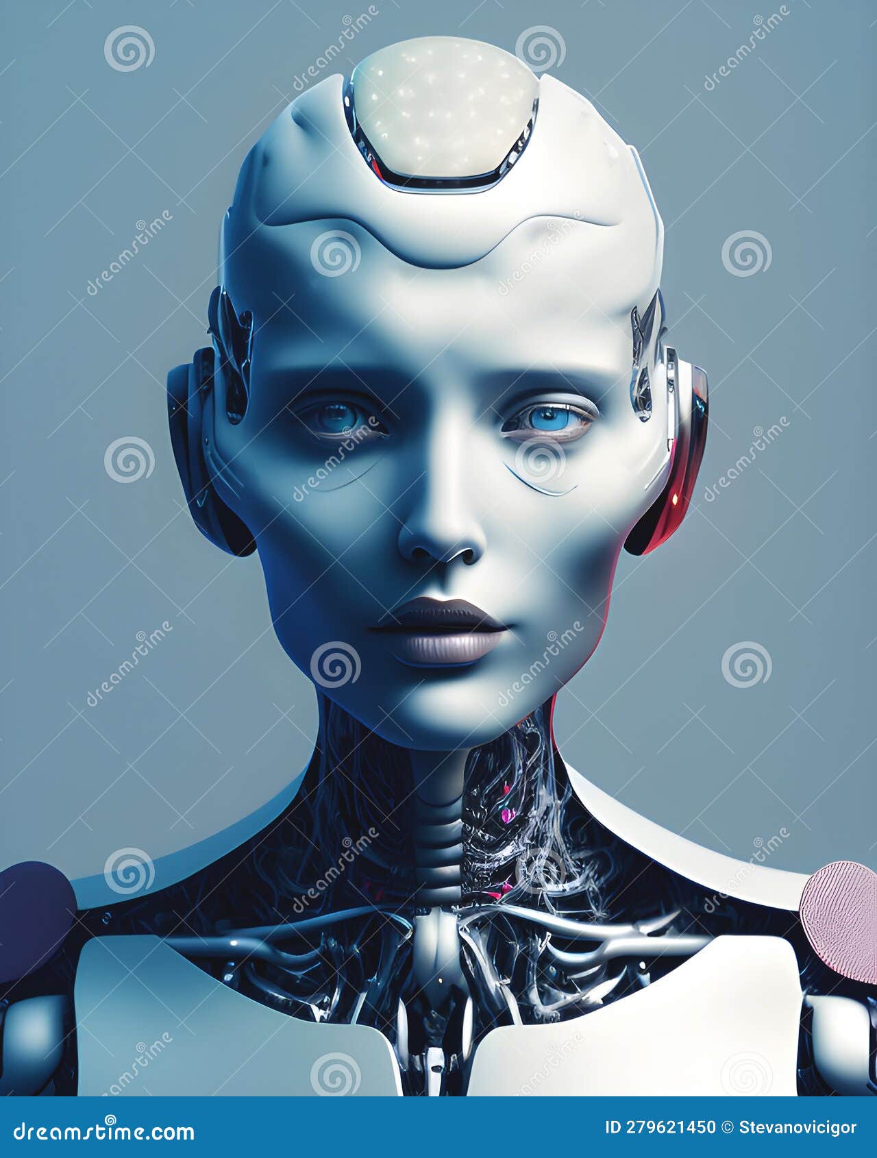 Android Robot Face Headshot Portrait, Generative Ai Stock Illustration ...