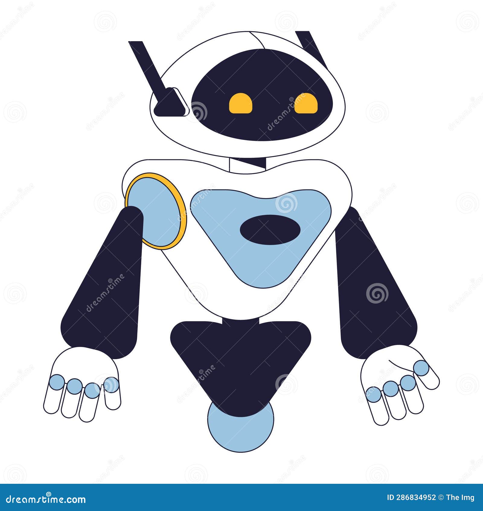 Android Robot Flat Line Color Isolated Vector Object Stock Illustration - Illustration of robot ...