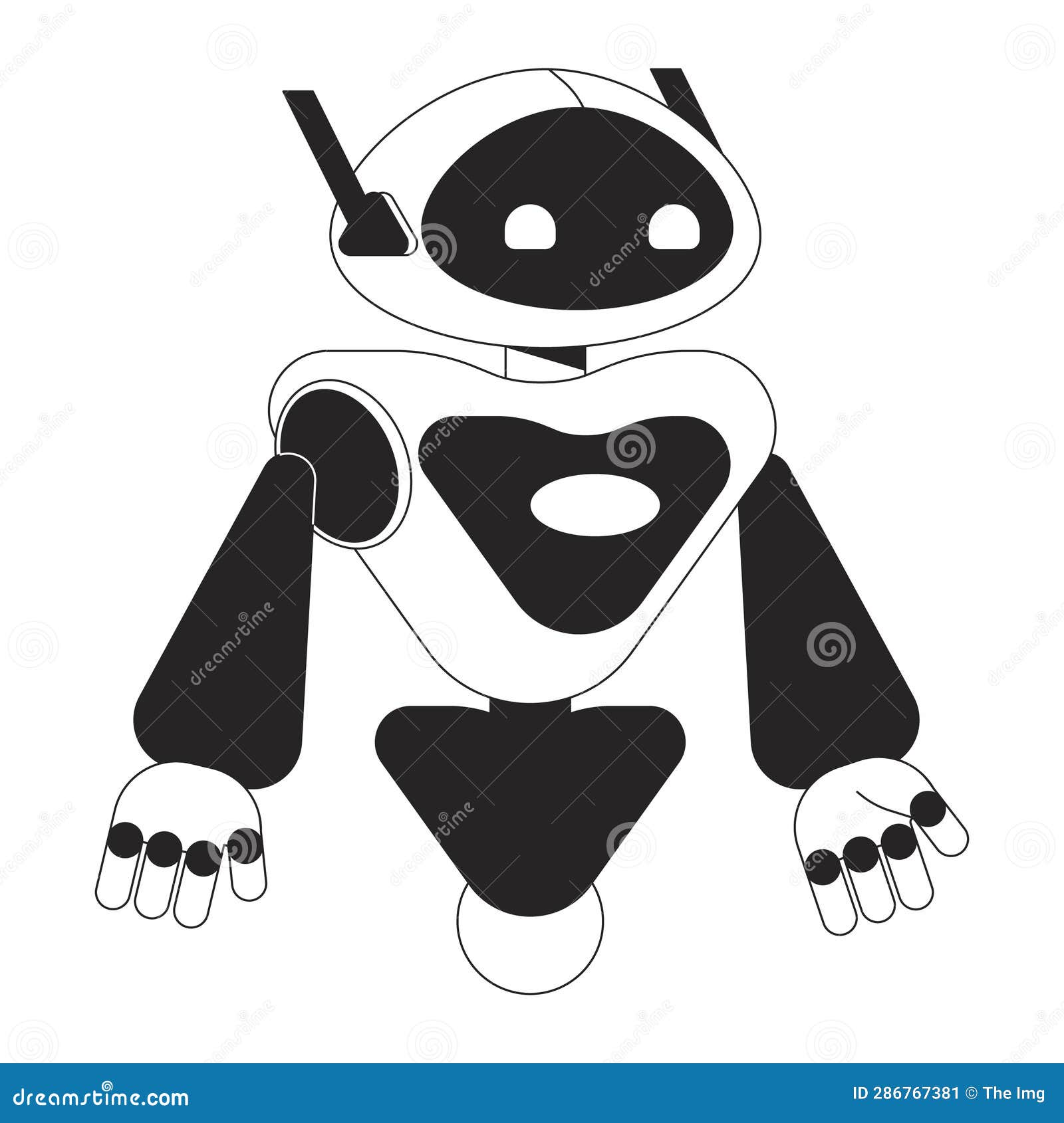 Android Robot Flat Monochrome Isolated Vector Object Stock Vector ...