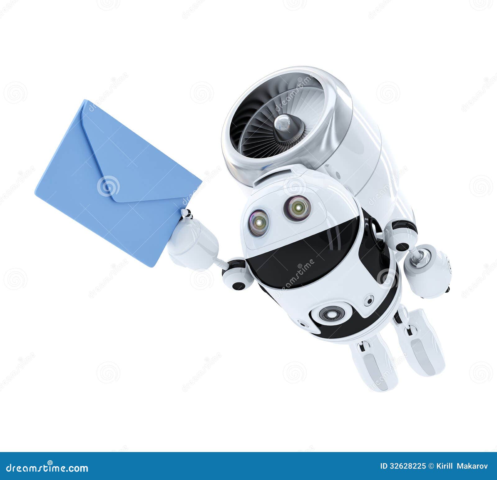 Android Robot Flying with Envelppe. E-mail Delivery Concept Stock ...