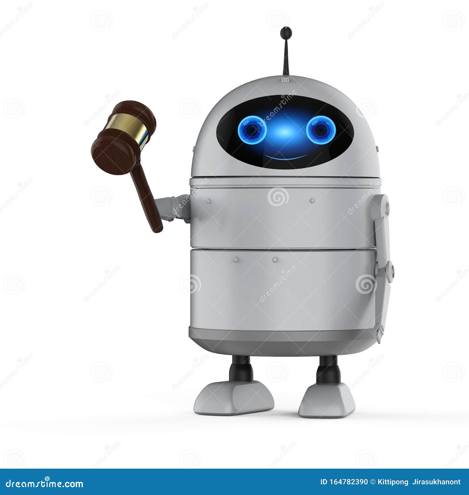 Android Robot with Gavel Judge Stock Illustration - Illustration of ...