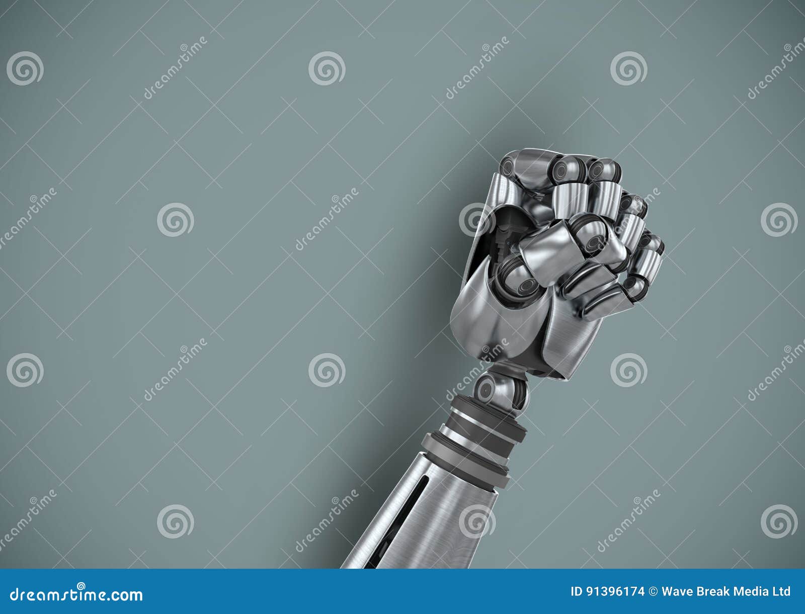 Android Robot Hand Fist with Blue Background Stock Illustration ...