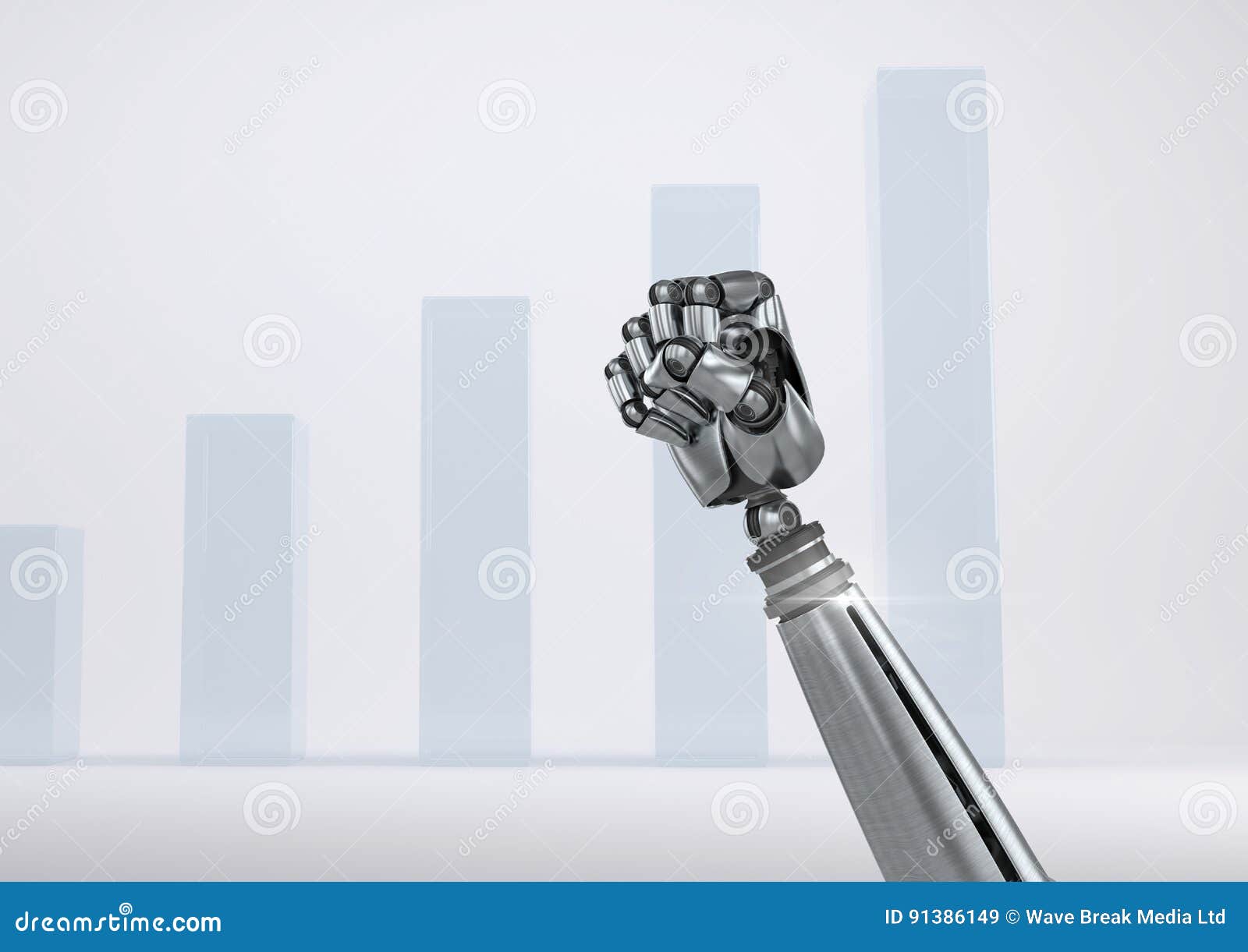 Android Robot Hand Fist with Bright Incremental Chart Background Stock ...