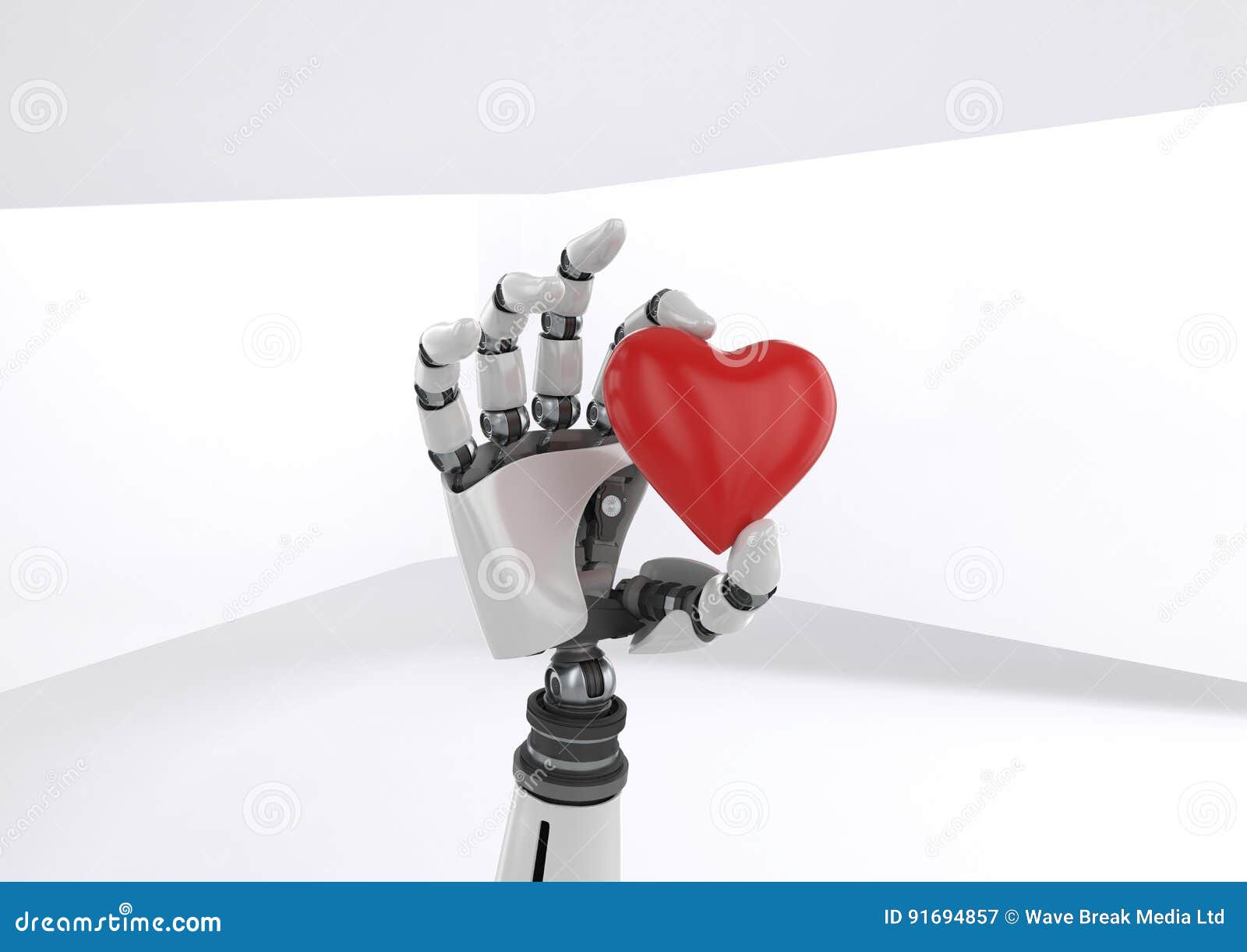 Android Robot Hand Holding Heart with Bright Background Stock ...