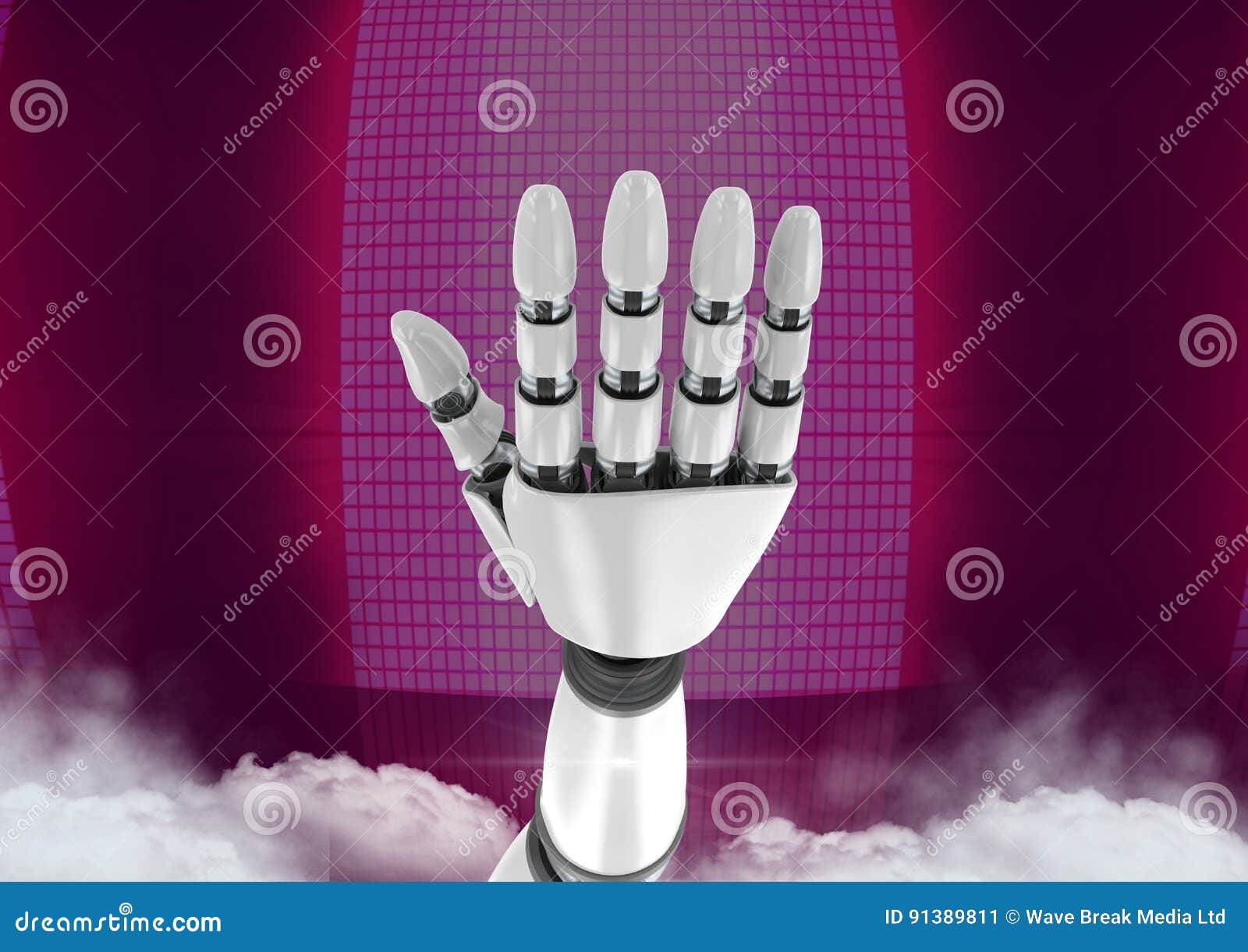 Android Robot Hand Open with Pink Background Stock Illustration ...