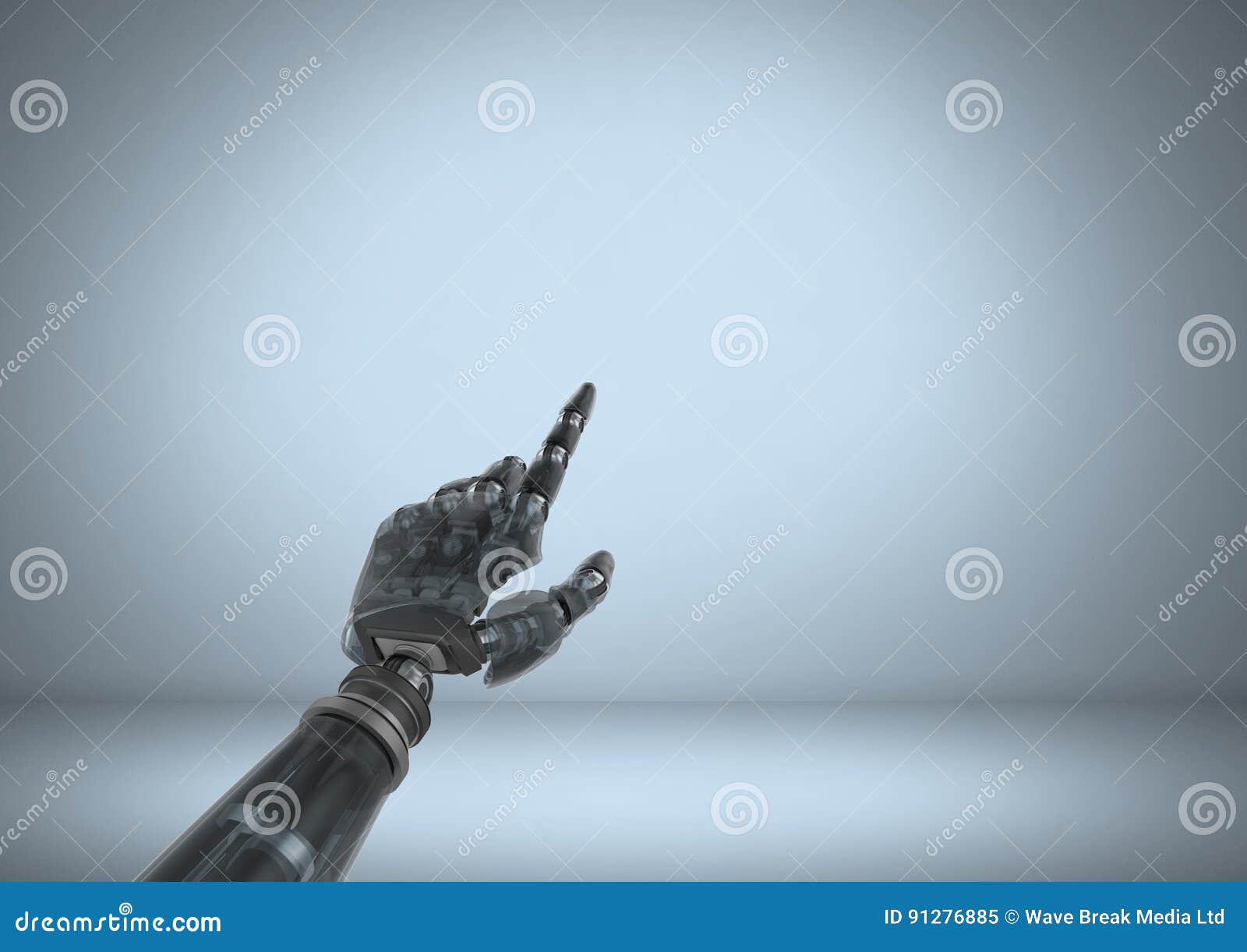 Android Robot Hand Pointing with Blue Background Stock Illustration ...