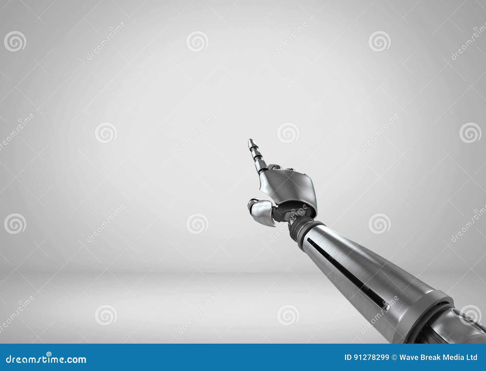 Android Robot Hand Pointing with Grey Background Stock Illustration ...
