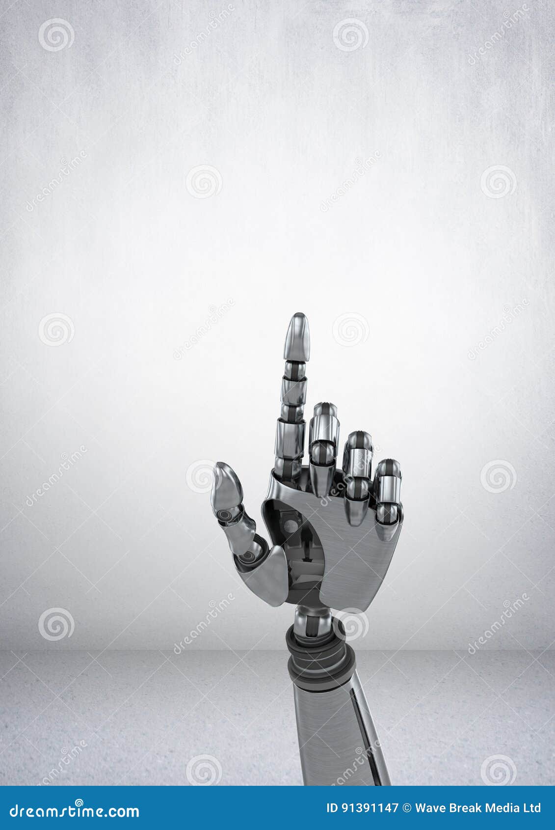 Android Robot Hand Pointing with Grey Background Stock Illustration ...
