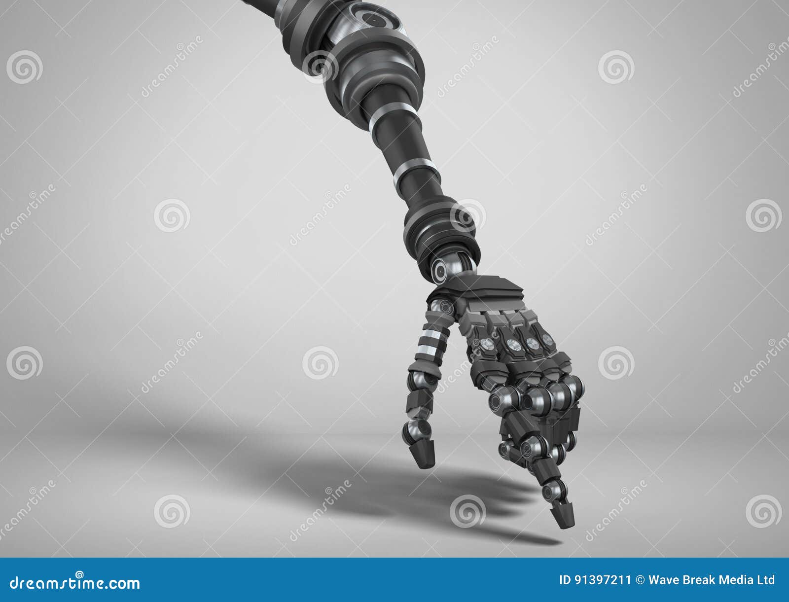 Android Robot Hand Pointing with Grey Background Stock Illustration ...