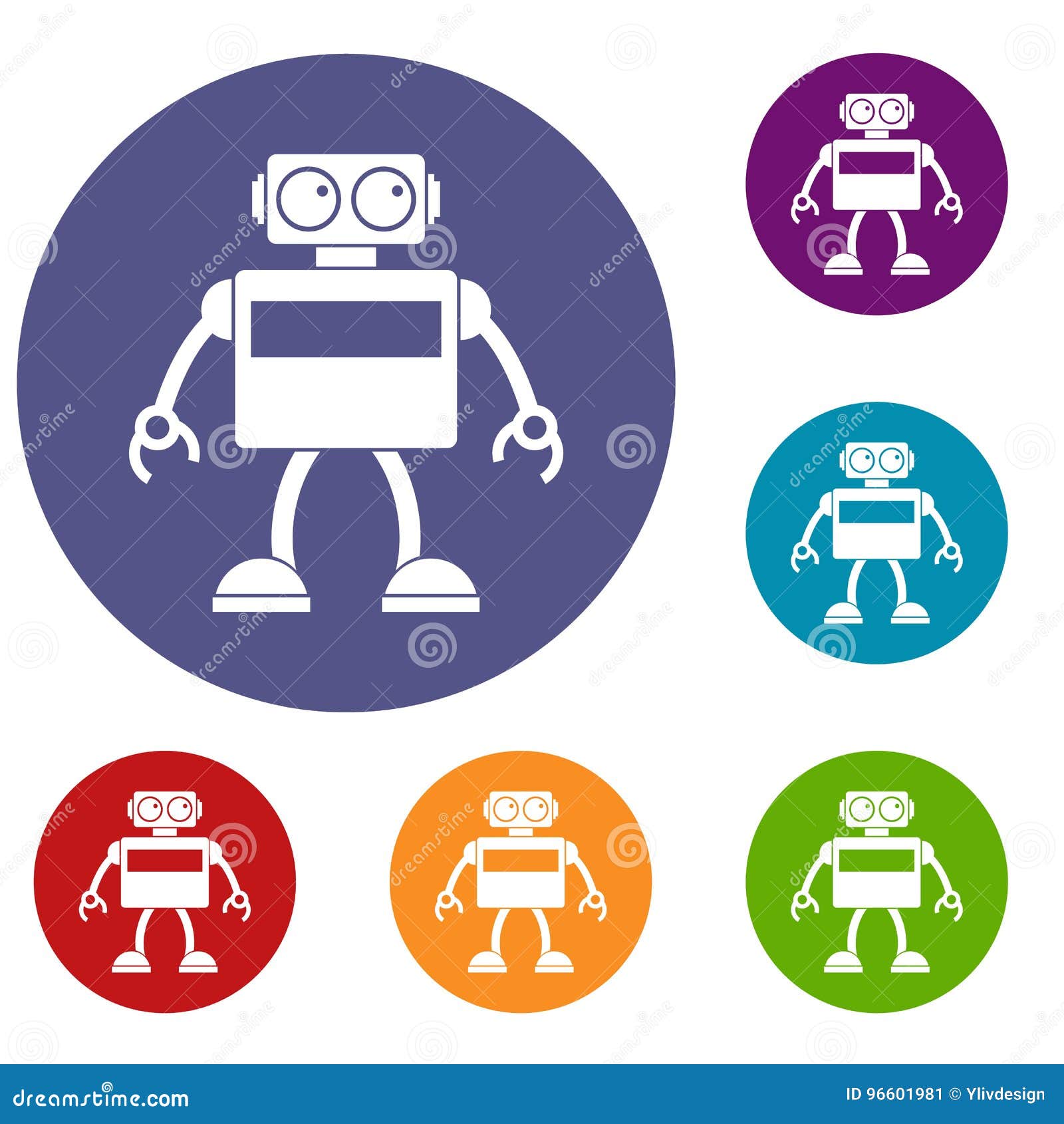 Android robot icons set stock vector. Illustration of human - 96601981