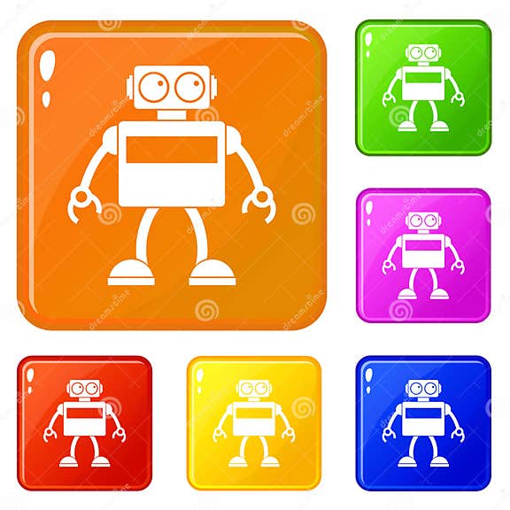 Android Robot Icons Set Vector Color Stock Vector - Illustration of ...