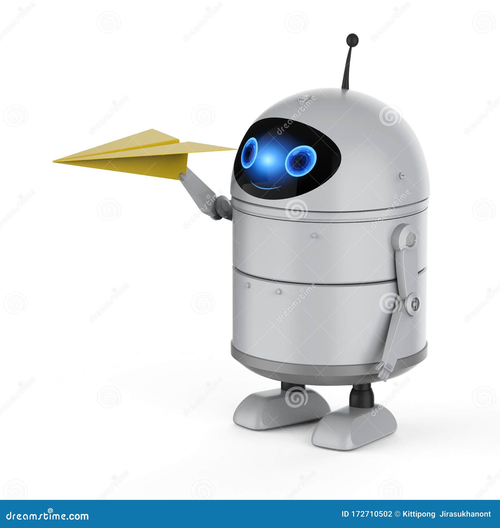 Android Robot with Paper Plane Stock Illustration - Illustration of ...