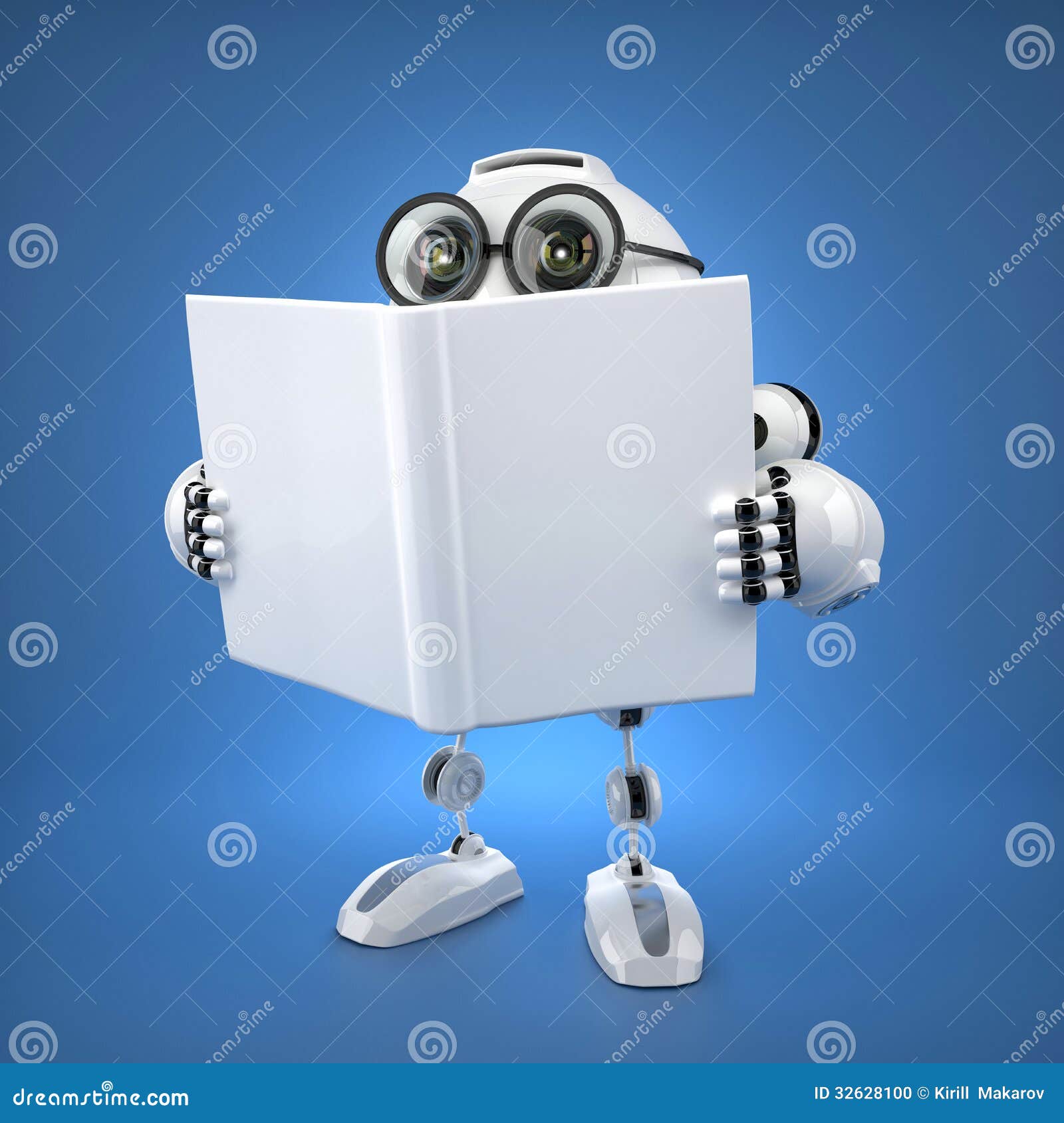 Man And Robot Are Reading Books. The Robot Prefers Old Books On Paper ...