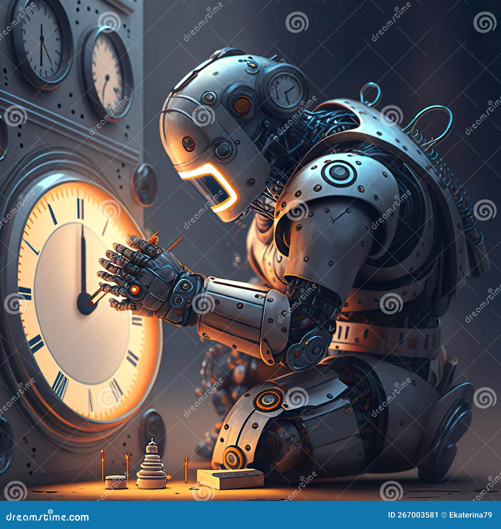 An Android Robot Repairing a Clock. Created with Generative AI Stock ...