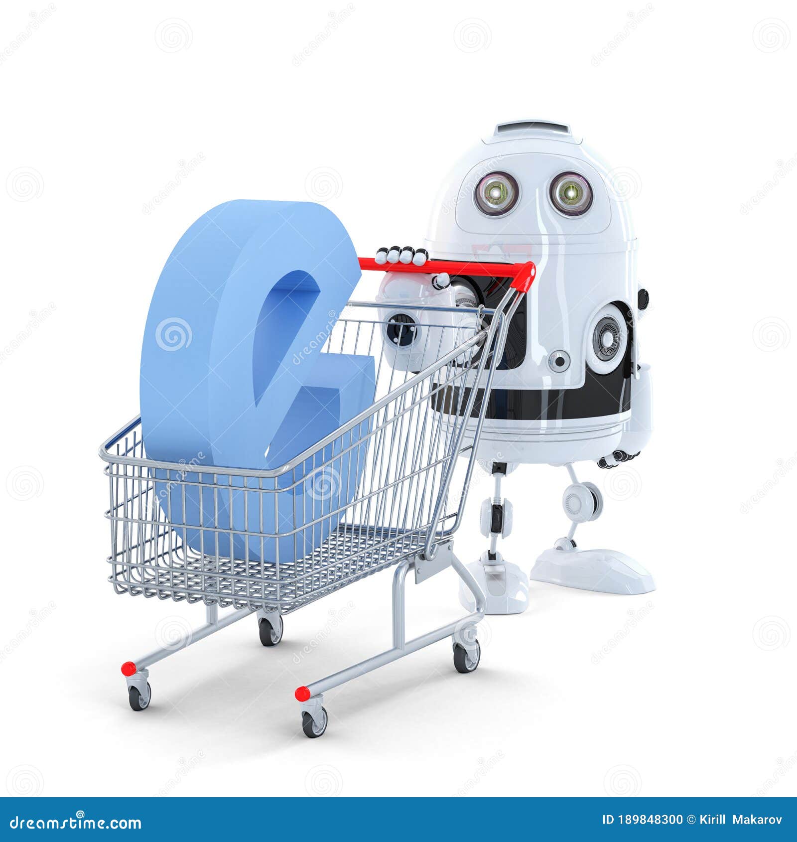 Android Robot with Shopping Cart. E-commerce Concept Stock Photo ...