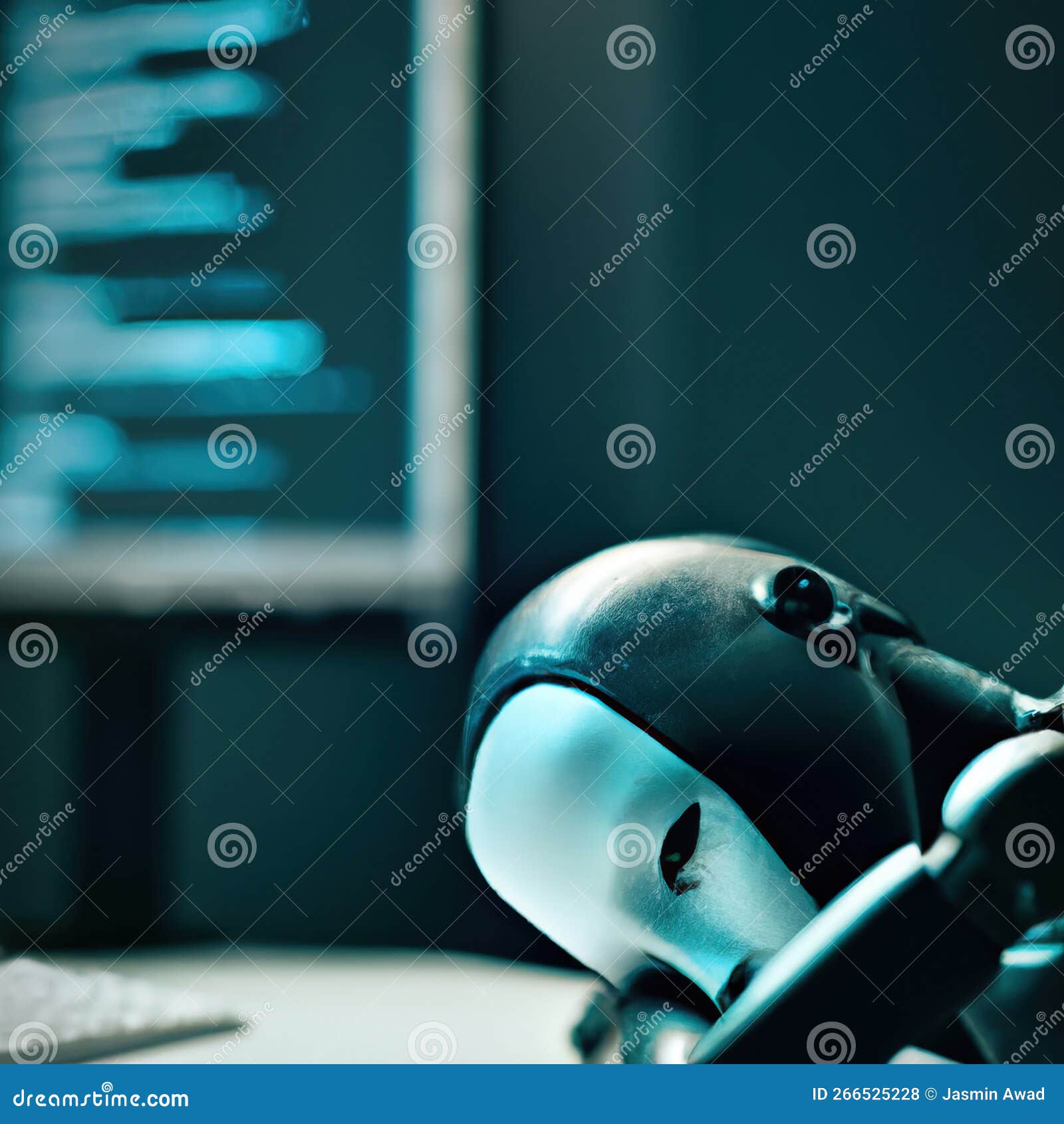Robot Sleeping. Cyborg Asleep Emotions. Robotic Man Dormant. Vector ...