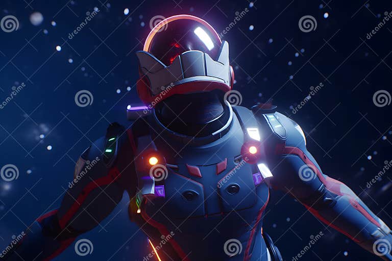 Android Robot in Space. Alien Cyborg Stock Illustration - Illustration ...