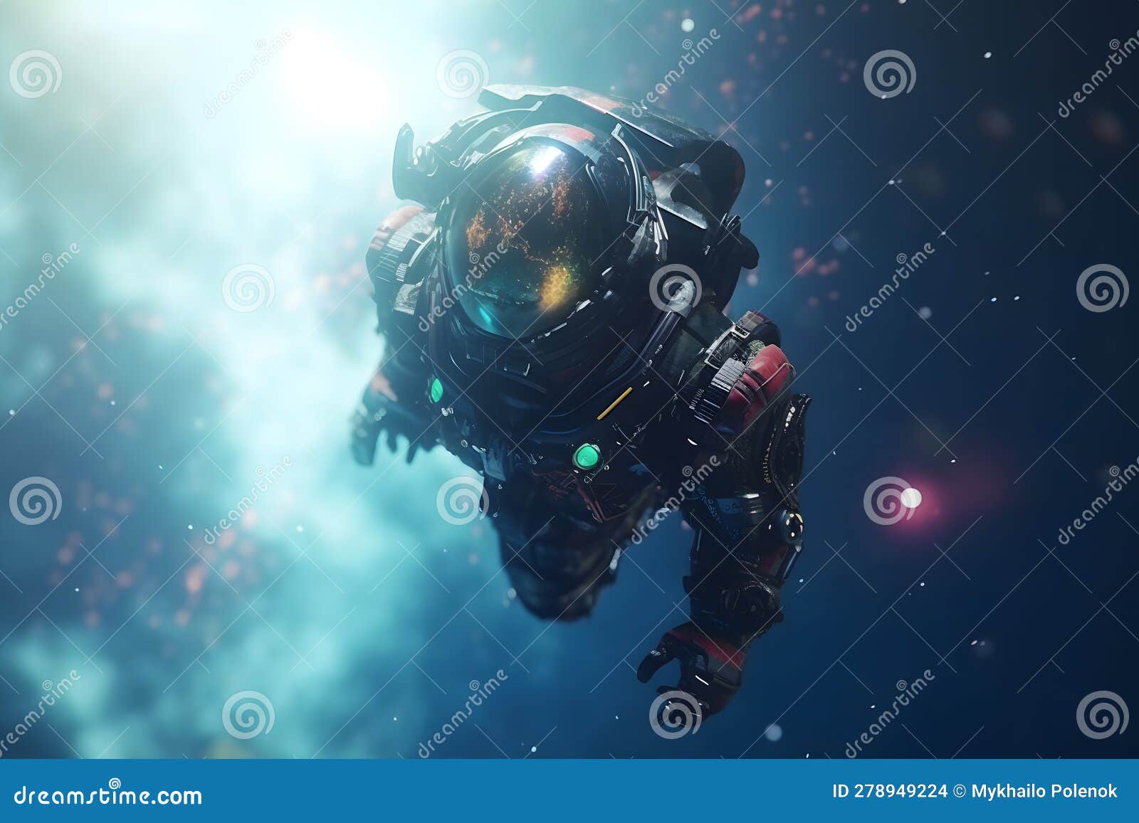 Android Robot in Space. Alien Cyborg Stock Illustration - Illustration ...