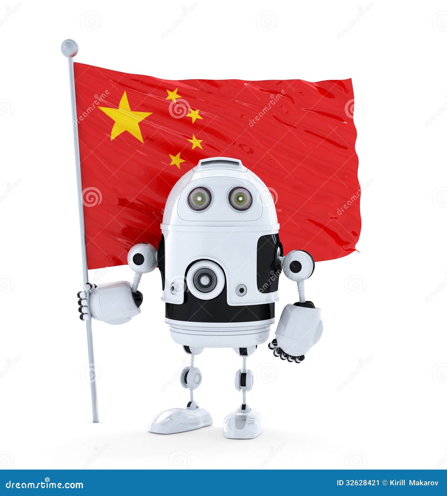 Android Robot Standing with Flag of China Stock Illustration ...