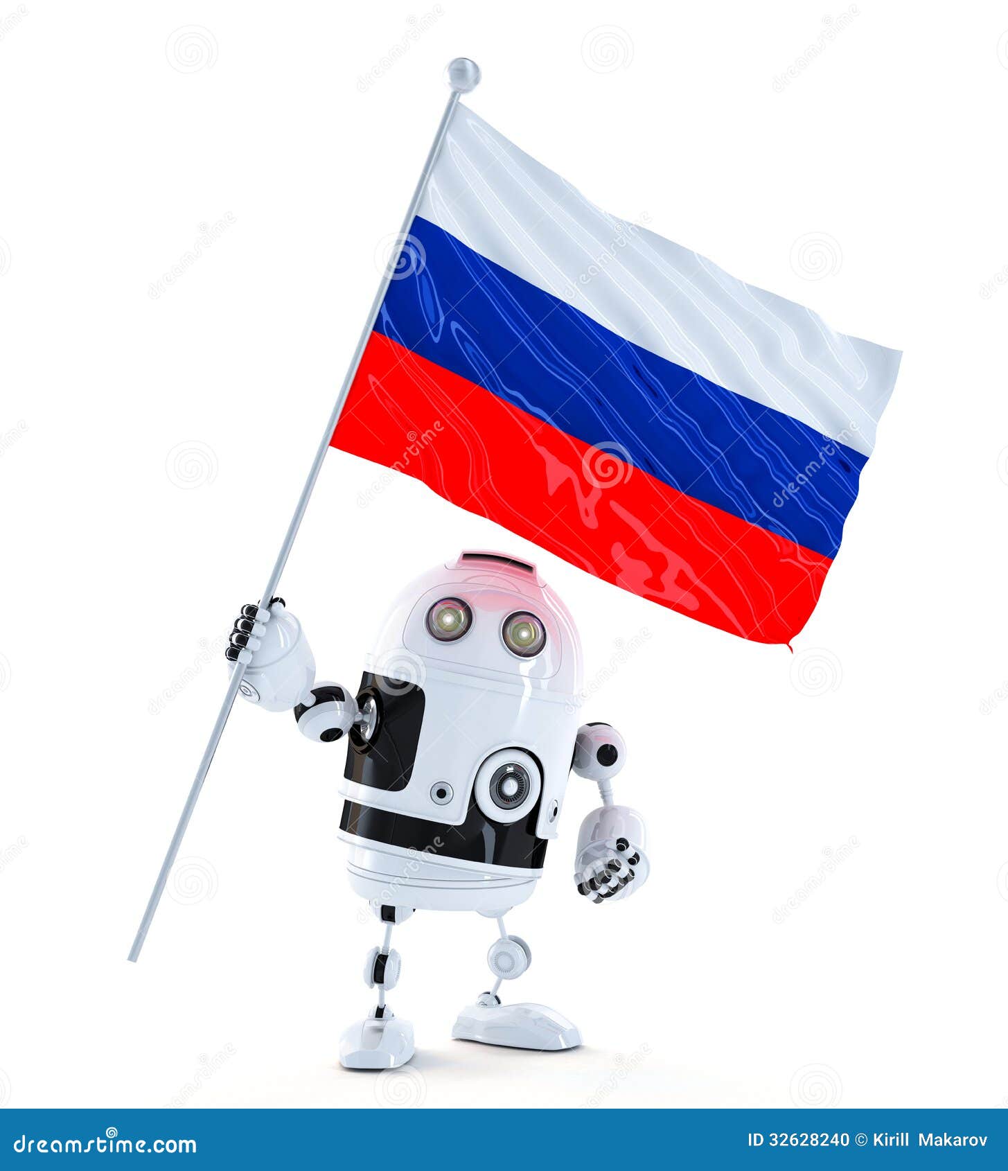 Android Robot Standing with Flag of Russia. Stock Illustration ...