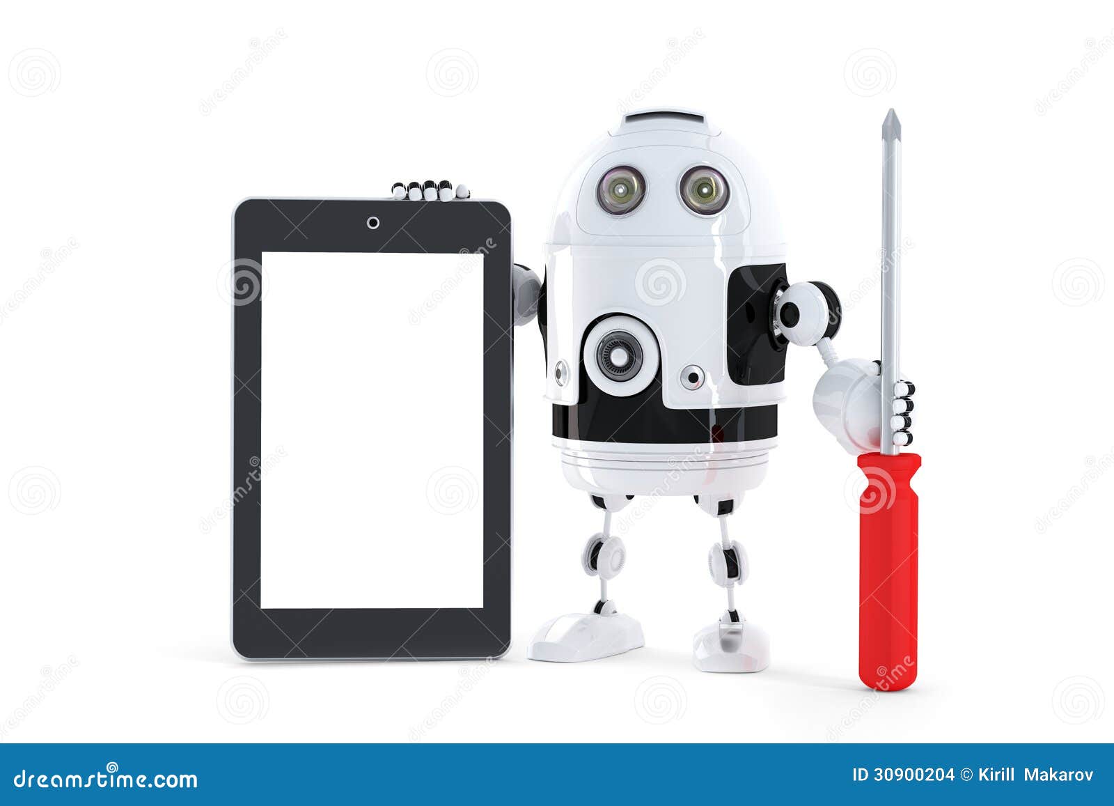 Android Robot with Tablet Computer Stock Photo - Image of computer ...