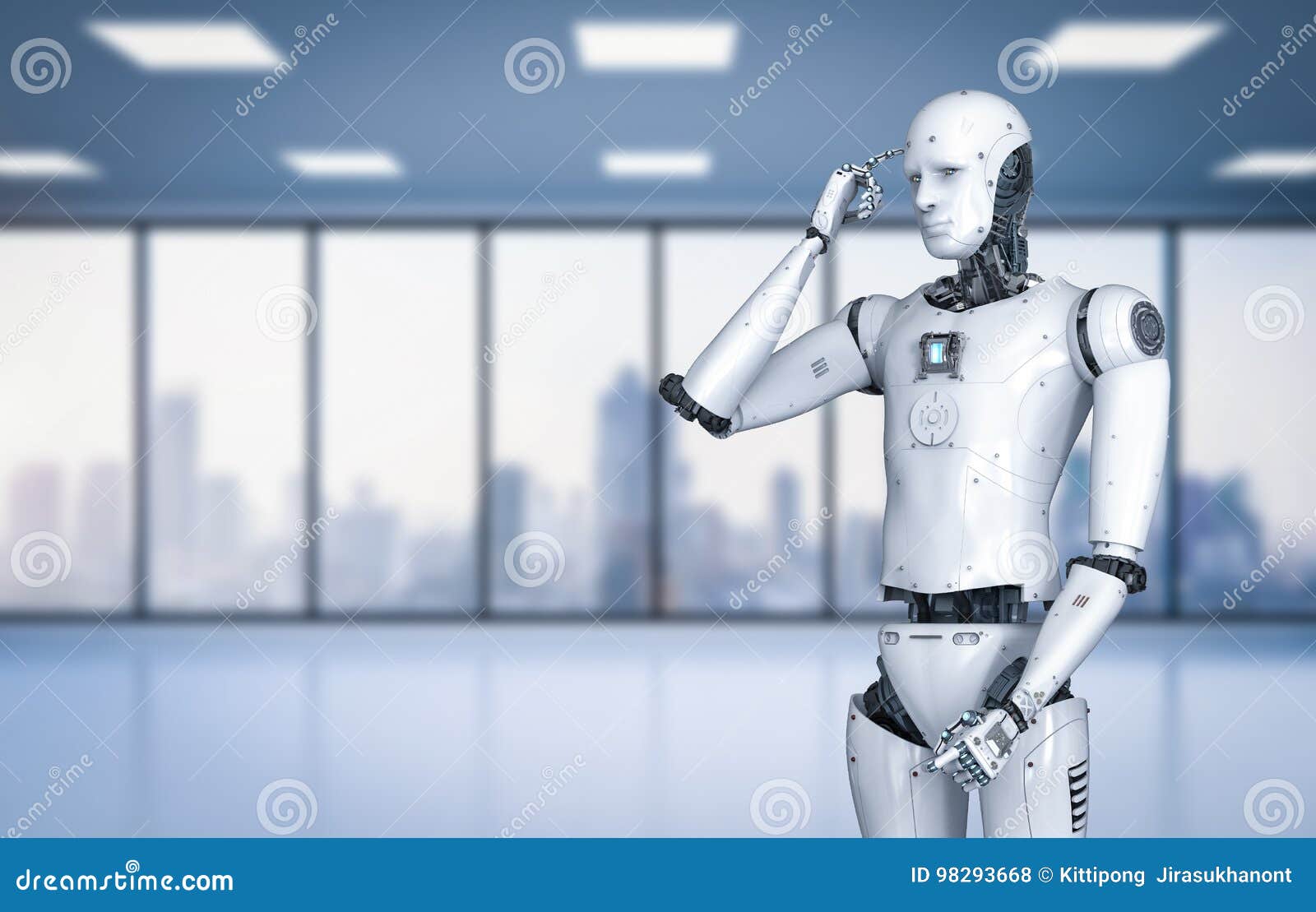 Ai Robot Thinking With Compute In Futuristic Lab Stock Image ...