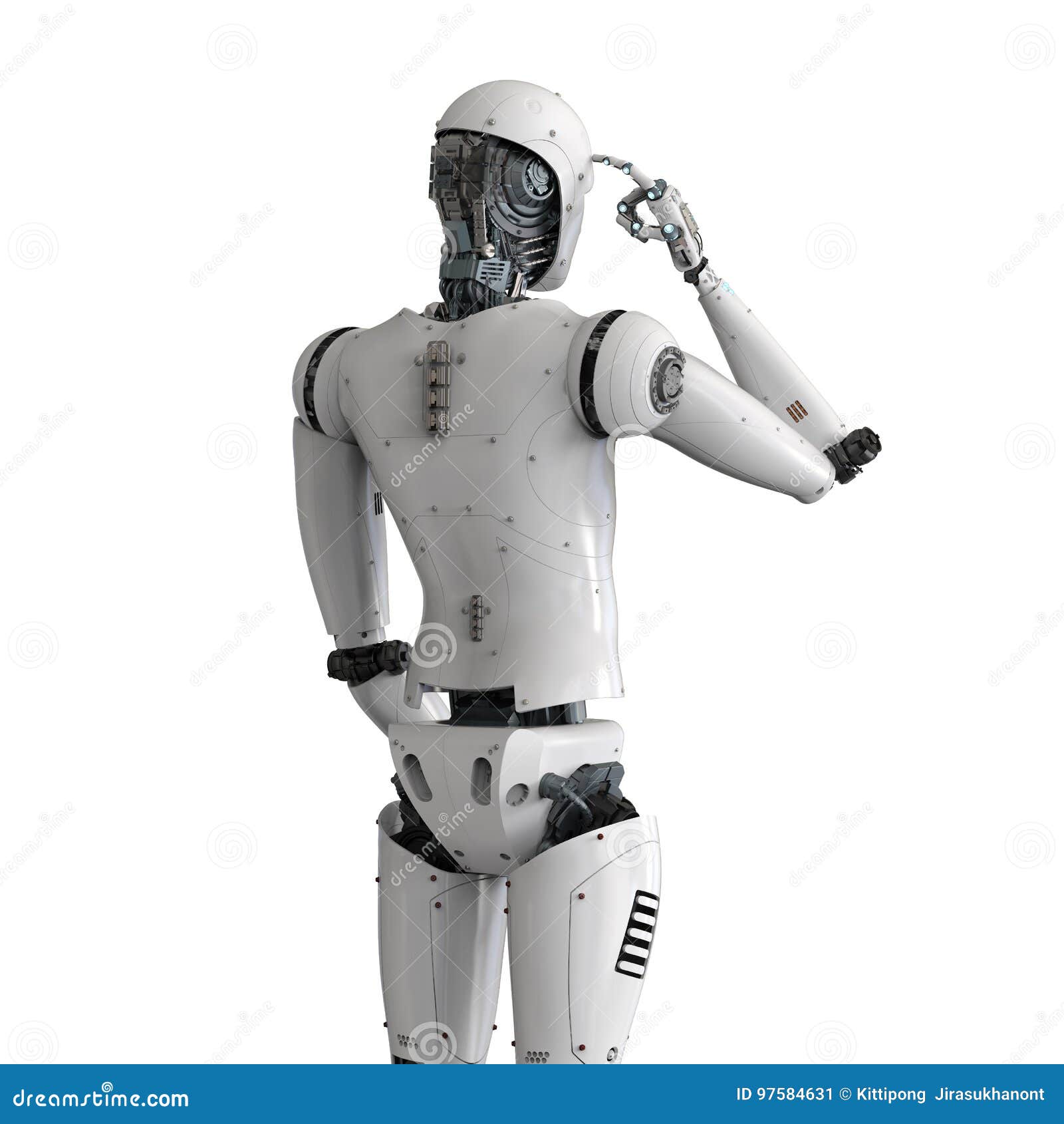 Android robot thinking stock illustration. Illustration of thinking ...