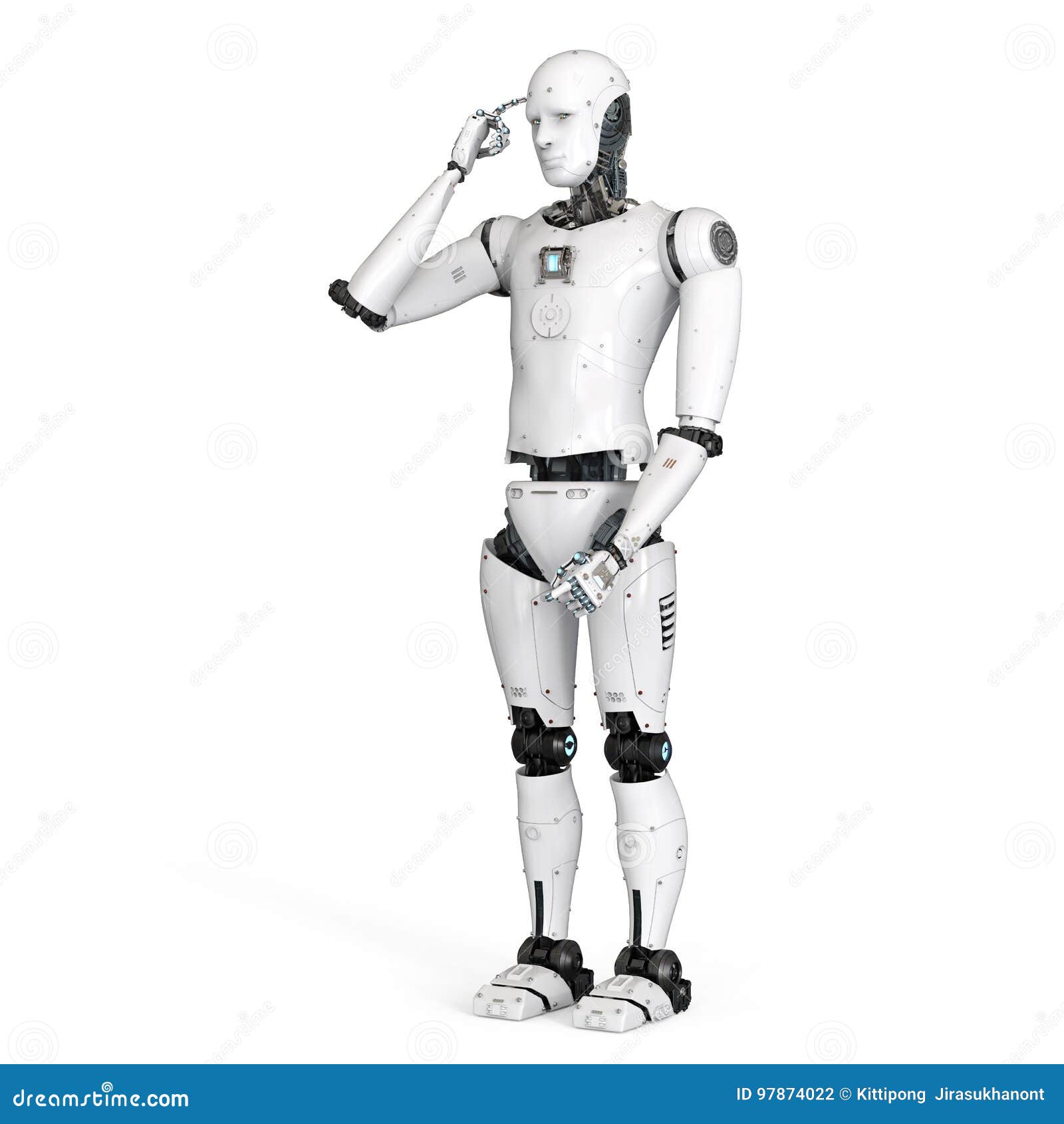 Android robot thinking stock illustration. Illustration of rendering ...