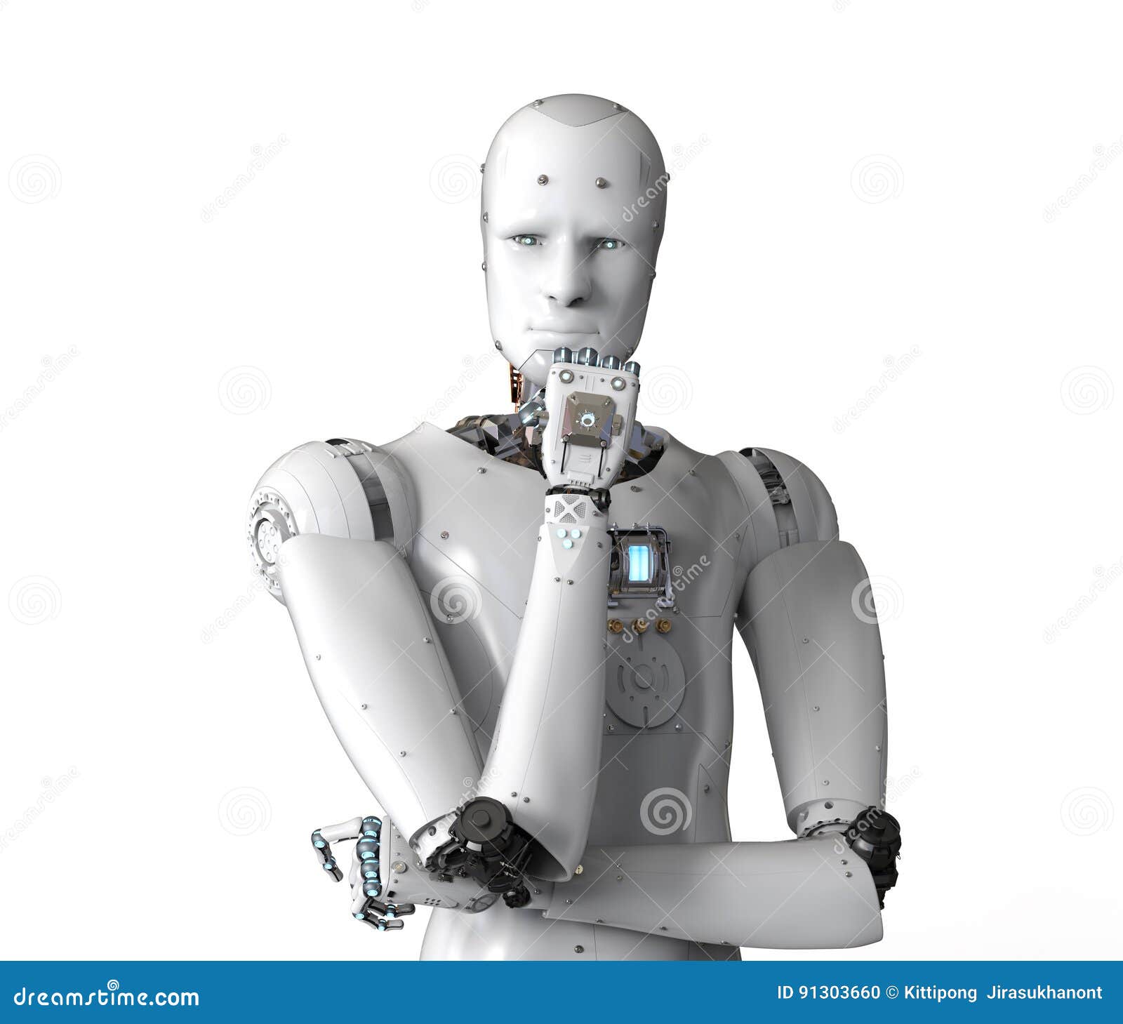 Robot Thinking Overwhelmed Into The Tunnel Digital Information Royalty ...