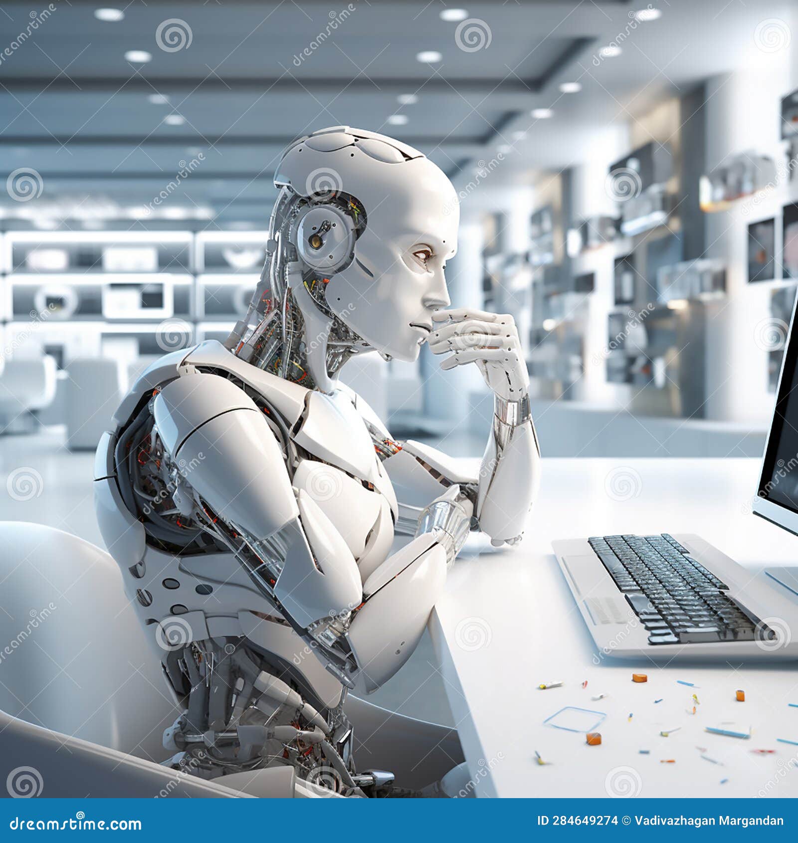 Robot thinking stock illustration. Illustration of clothing - 284649274