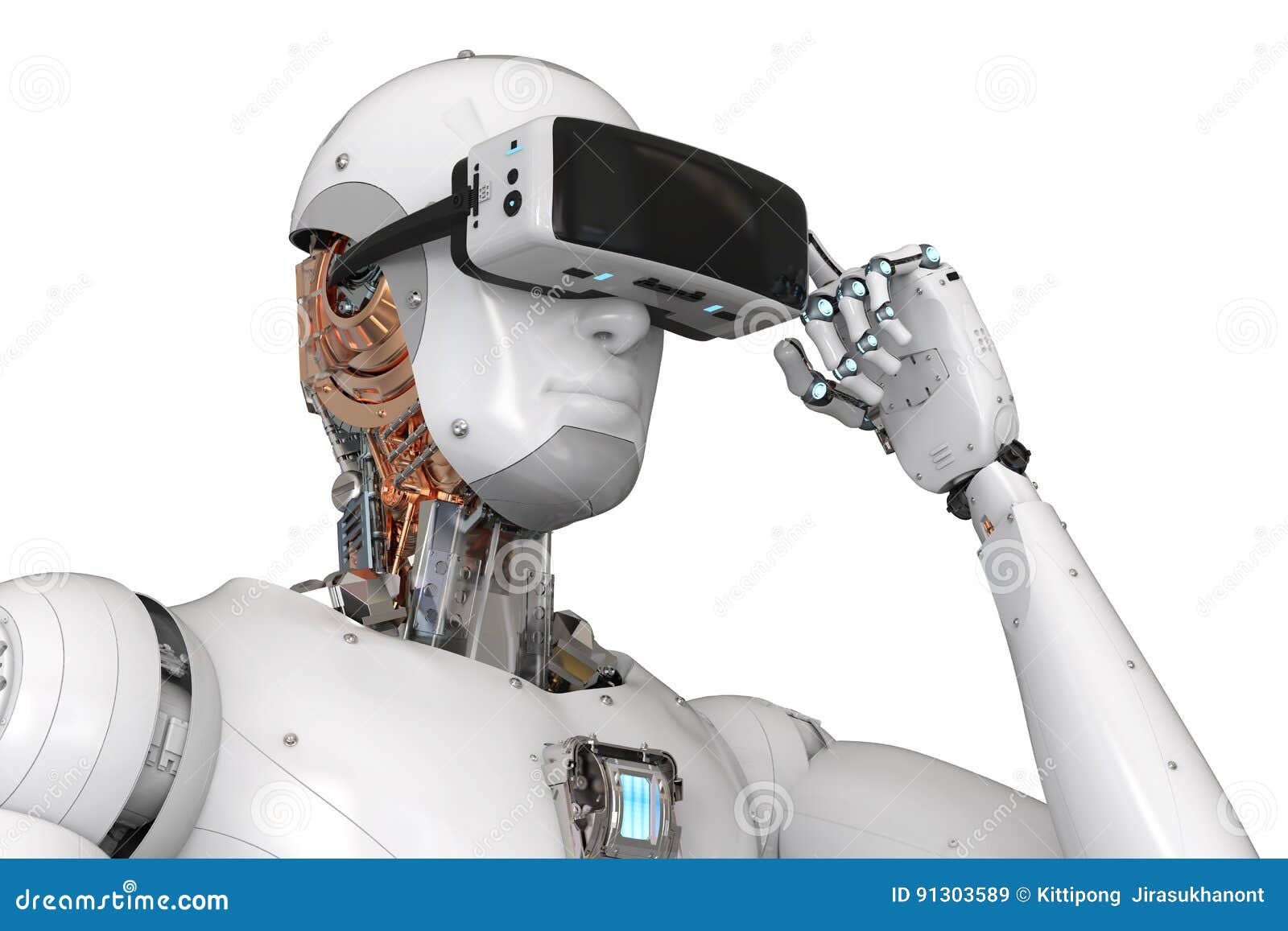 Android Robot Wearing Vr Headset Stock Illustration - Illustration of ...
