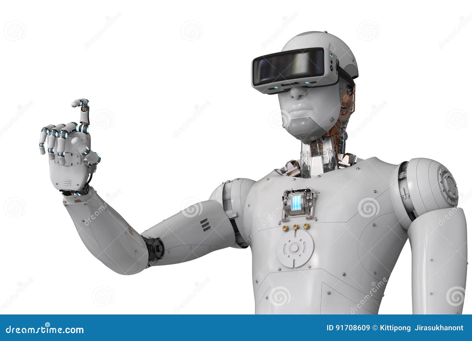 Android Robot Wearing Vr Headset Stock Illustration - Illustration of ...